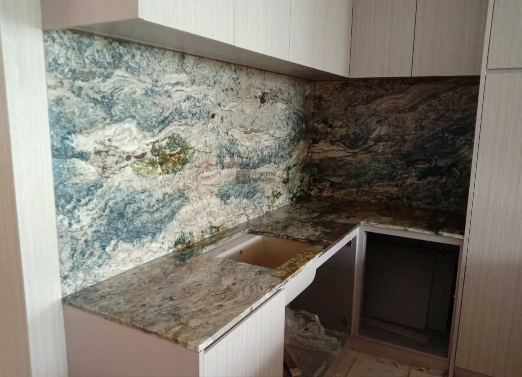 Azul Azurite Backsplash & Counter Top – Marmo Design